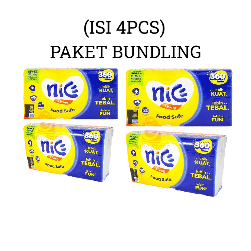 (Isi 4) Paket Bundling Tissue Nice Facial Softpack 180s