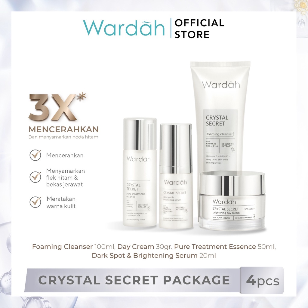 Wardah Crystal Secret Skin Package 4in1 (Free Pouch Skincare)
