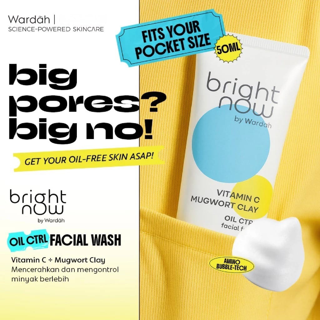 Wardah Bright Now Vitamin C Mugwort Clay Oil Control Facial Foam 100ml