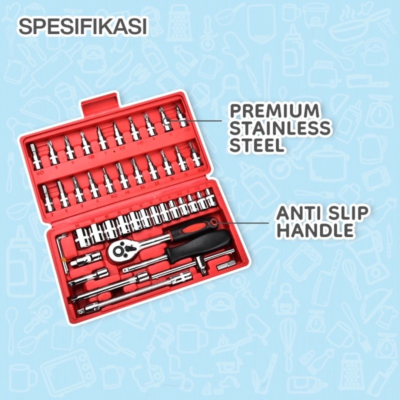 Kunci Socket 46in1 Repair Tool - Set Obeng Kunci Shock