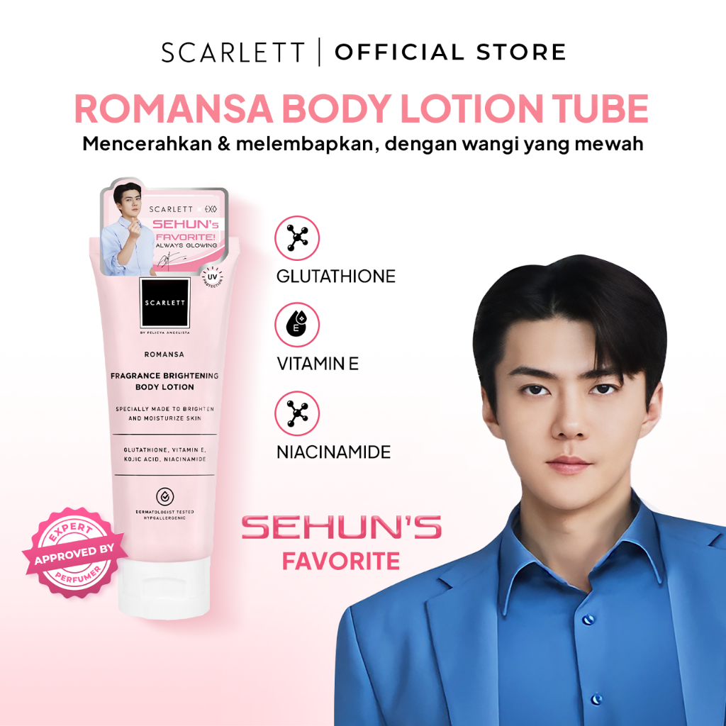 SCARLETT Fragrance Brightening Body Lotion Romansa 180ml (Tube)