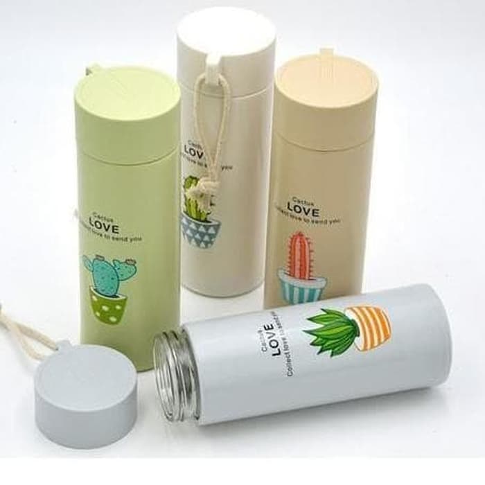 Botol Minum Kaca LOVE CACTUS 350ml (Botol Kaktus)