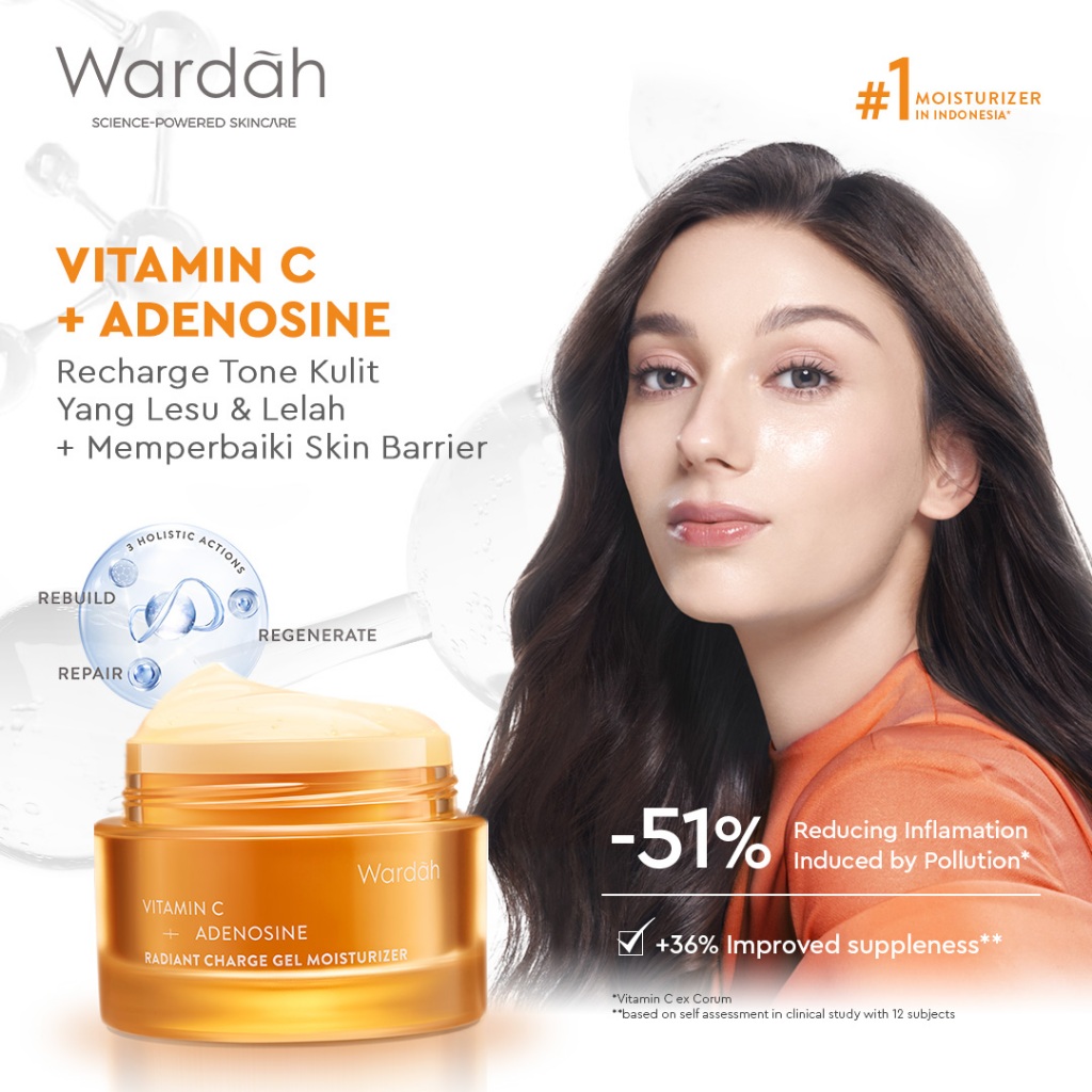 Wardah Gel Moisturizer 30gr - Vitamin C + Adenosine (Orange)