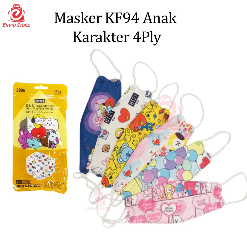 (Isi 10) Masker KF94 KARAKTER Anak 4ply - Disposable Mask
