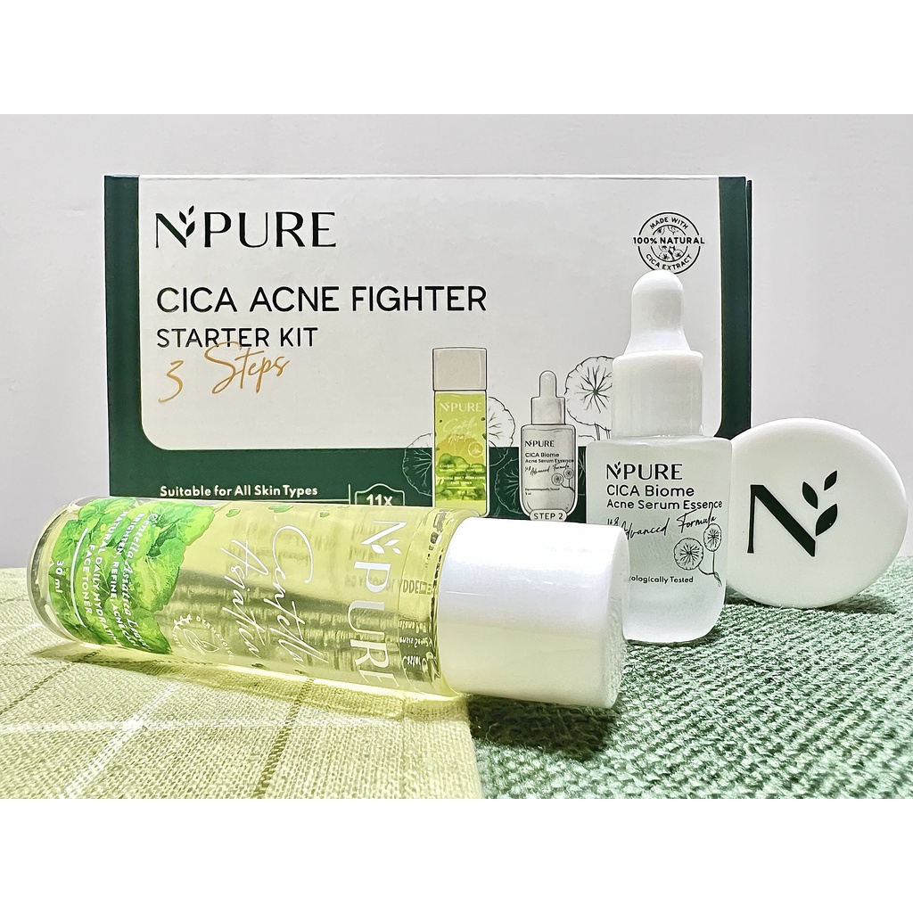 Npure Cica Acne Fighter Starter Kit 3Steps (Face Toner, Serum, Day Cream)